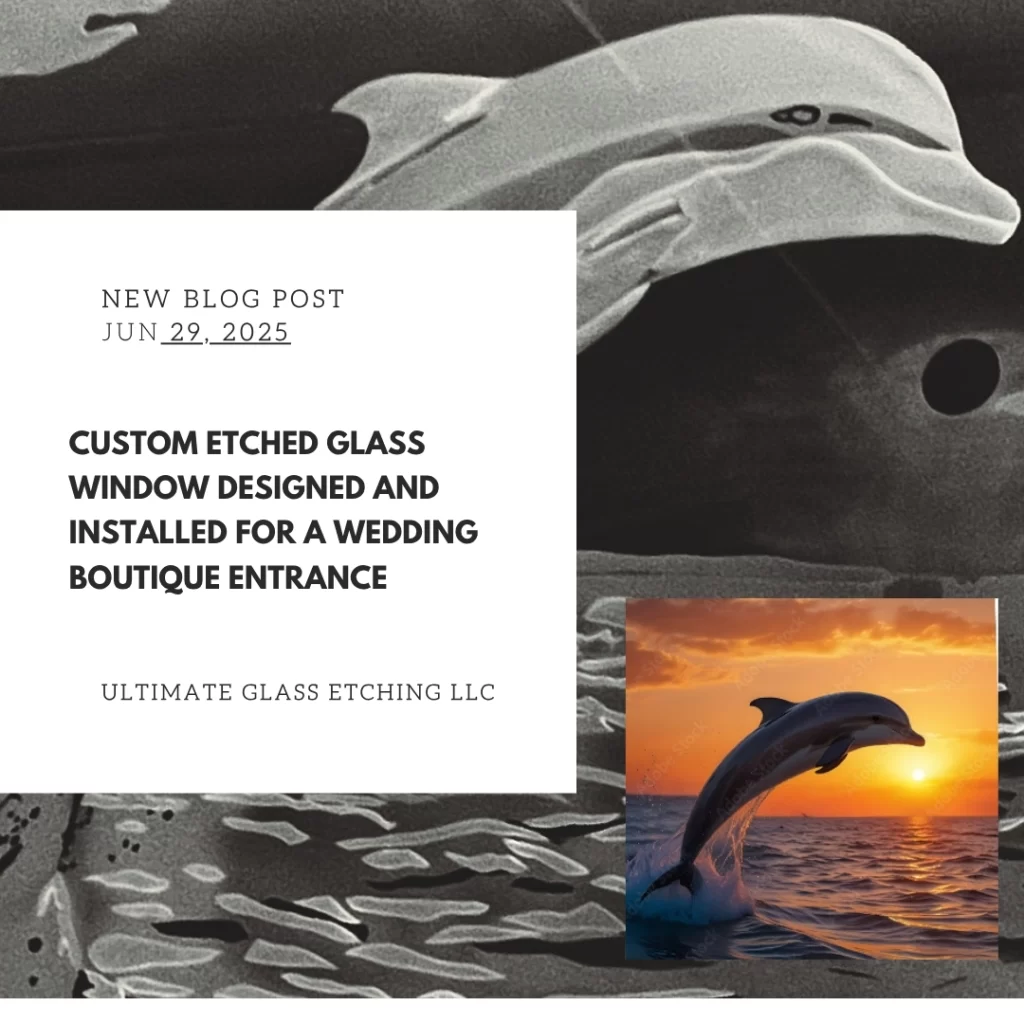 Custom Etched Glass Gift with Dolphin & Sunset ULTIMATE GLASS ETCHING